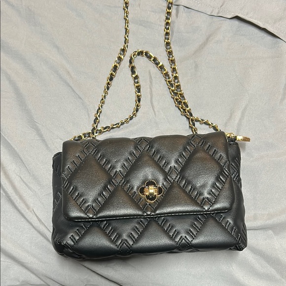 Bags | Luxurious Black Quilted Crossbody Bag With Gold Chain | Poshmark
